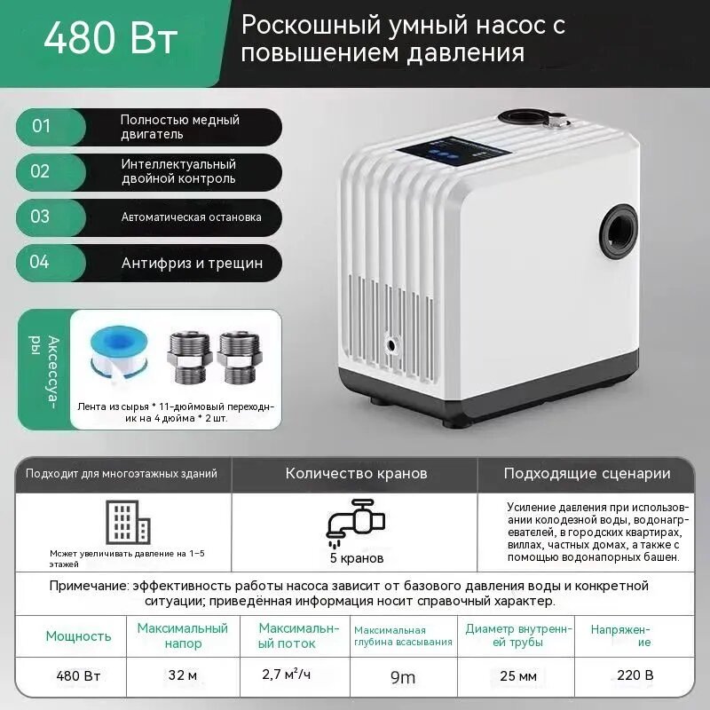 Насосная станция для повышения давления 480Вт для городских квартир, виллах, частных домах