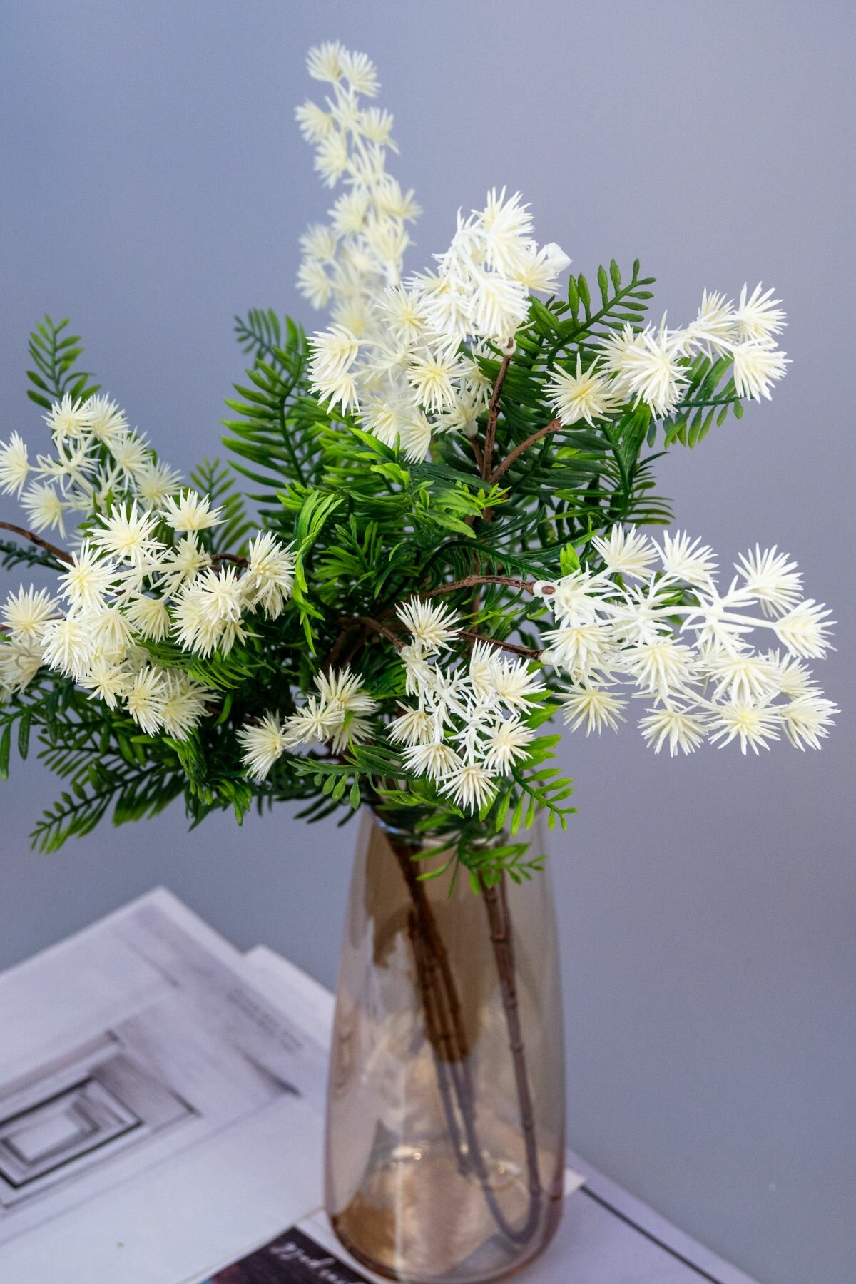 Искусственные цветы весенняя ветка кремовая мимоза 80 см м для декора пасхи 2 ветки