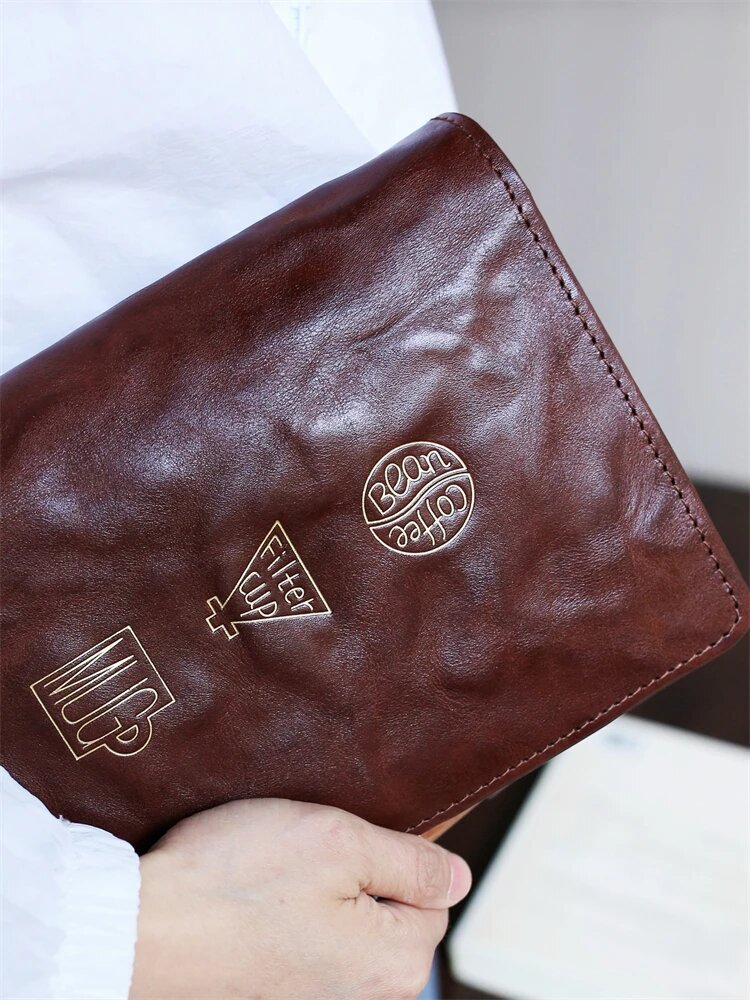 A5 conference notebook with a top layer cowhide desktop, hand-grabbed textured genuine leather, retro artistic office journal