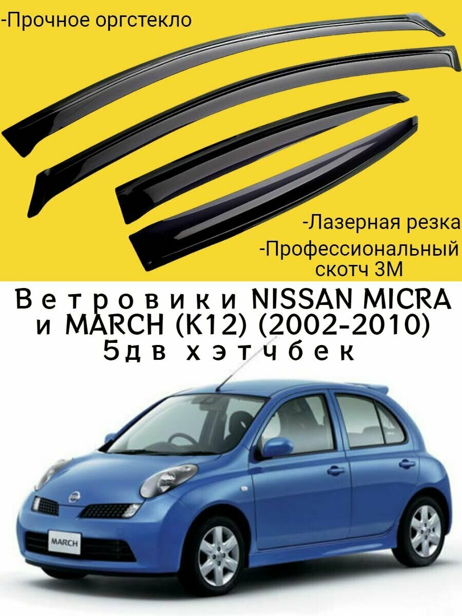 Дефлекторы для окон NISSAN MICRA III(K12) 2002-2010 5дв хэтчбек