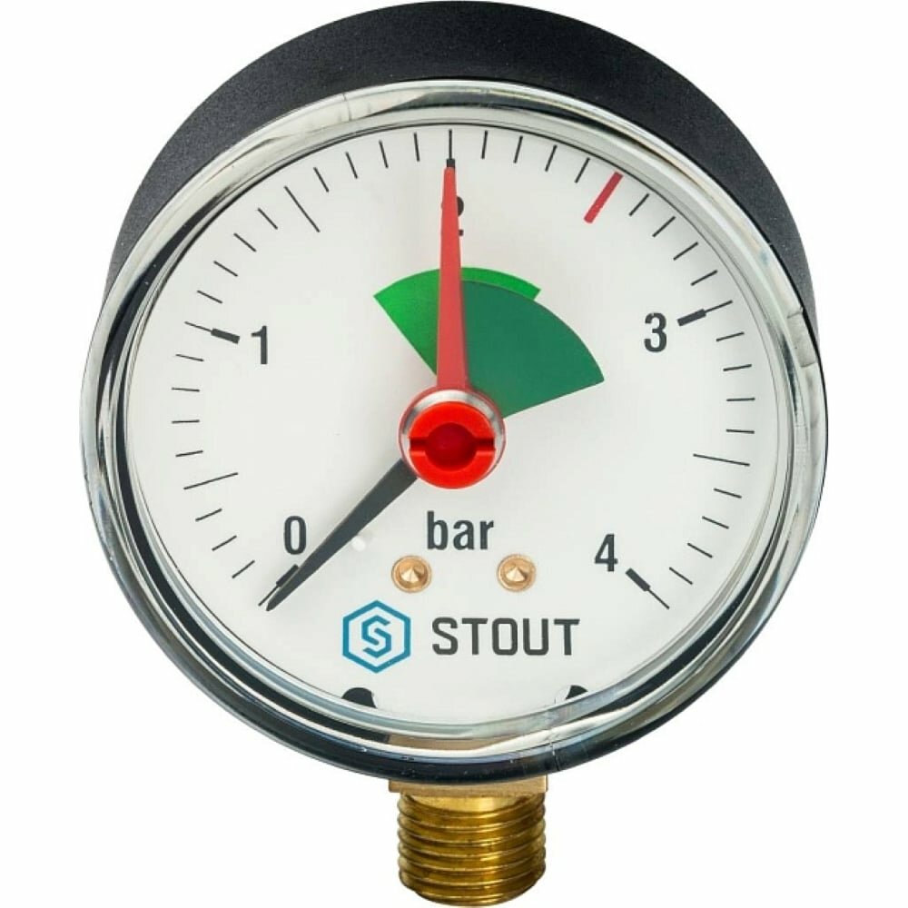 Манометр STOUT радиальный с указателем предела, корпус Dn 50 мм 1/4, 0.4 бар, кл.2.5 SIM-1008-500408 RG0094NU9EUEFG