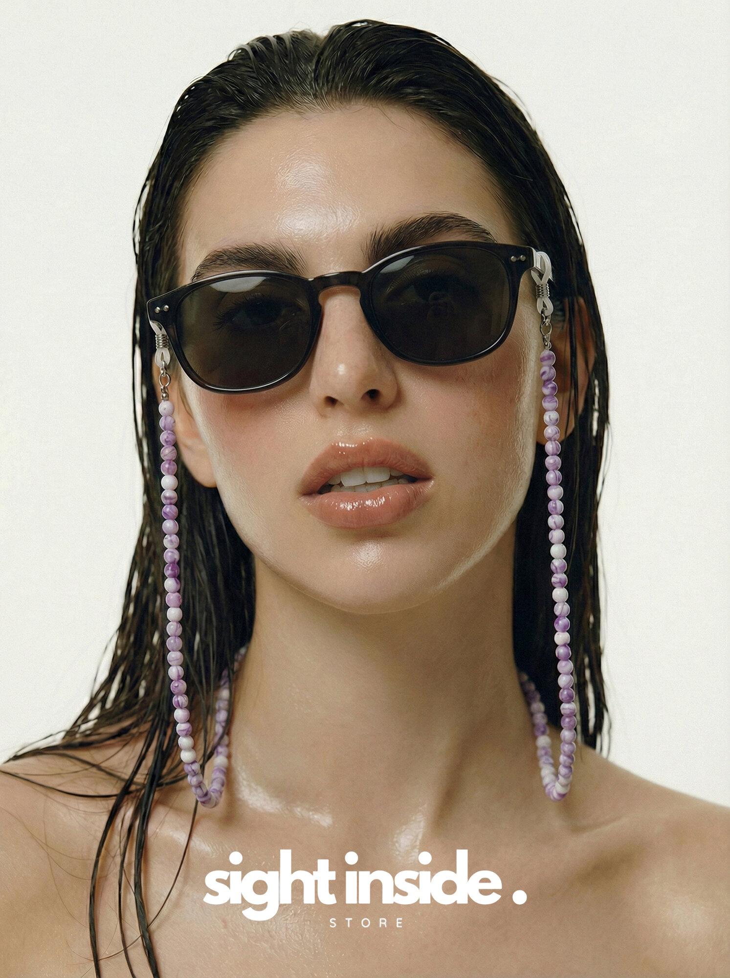 Цепочка для очков из бисера сиреневая SIGHT INSIDE STORE