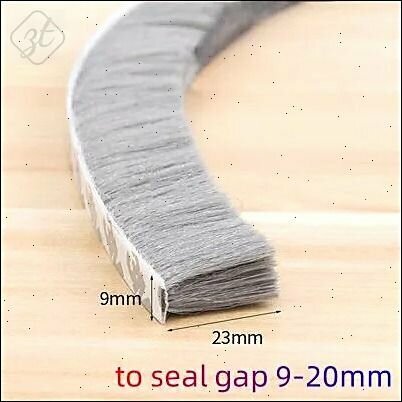 Самоклеящаяся уплотнительная щетка Погодная лента для дверных и оконных уплотнителей. 9x23mm 10 метров серый