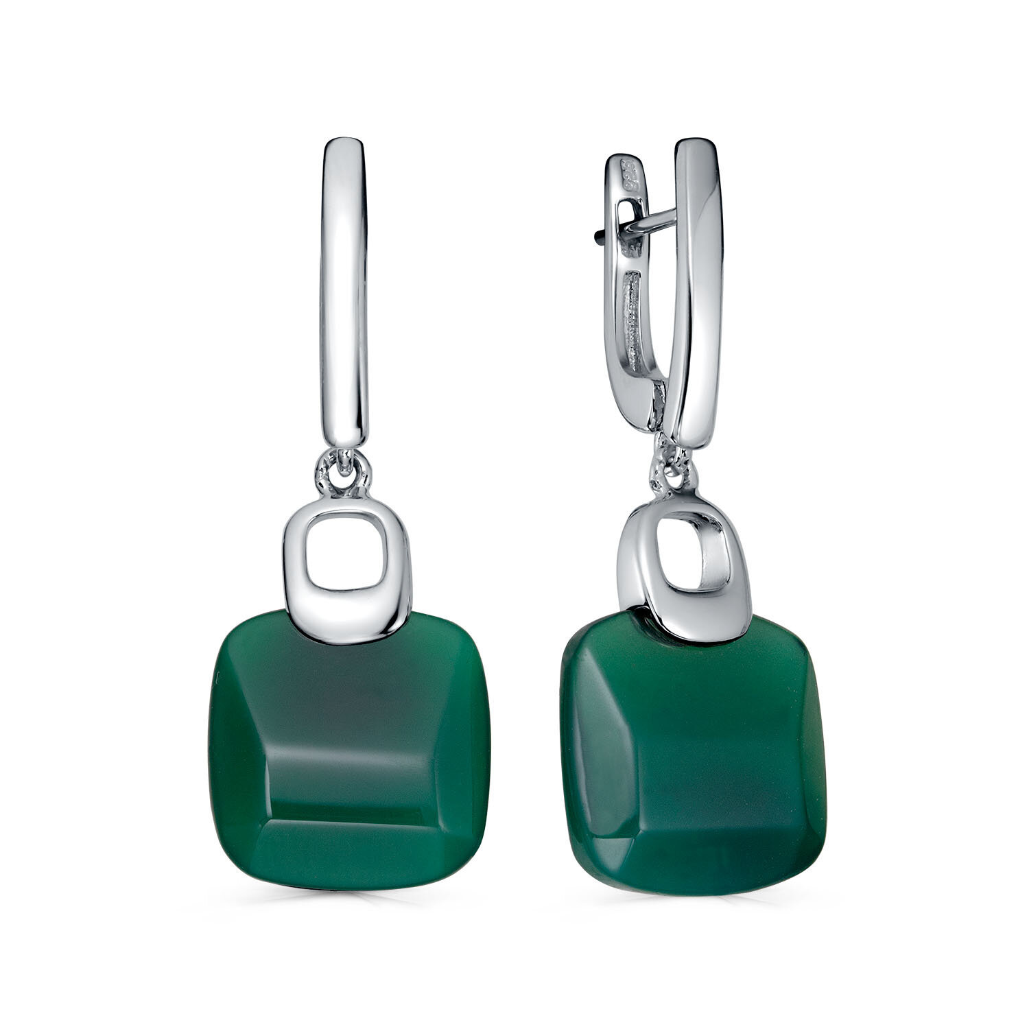 Серьги с подвесками, серебро, 925 проба, родирование, агат