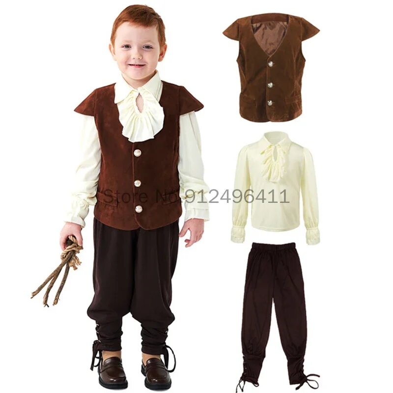 Детский костюм Викторианский Вампир Коричневый, L, 3 pcs set