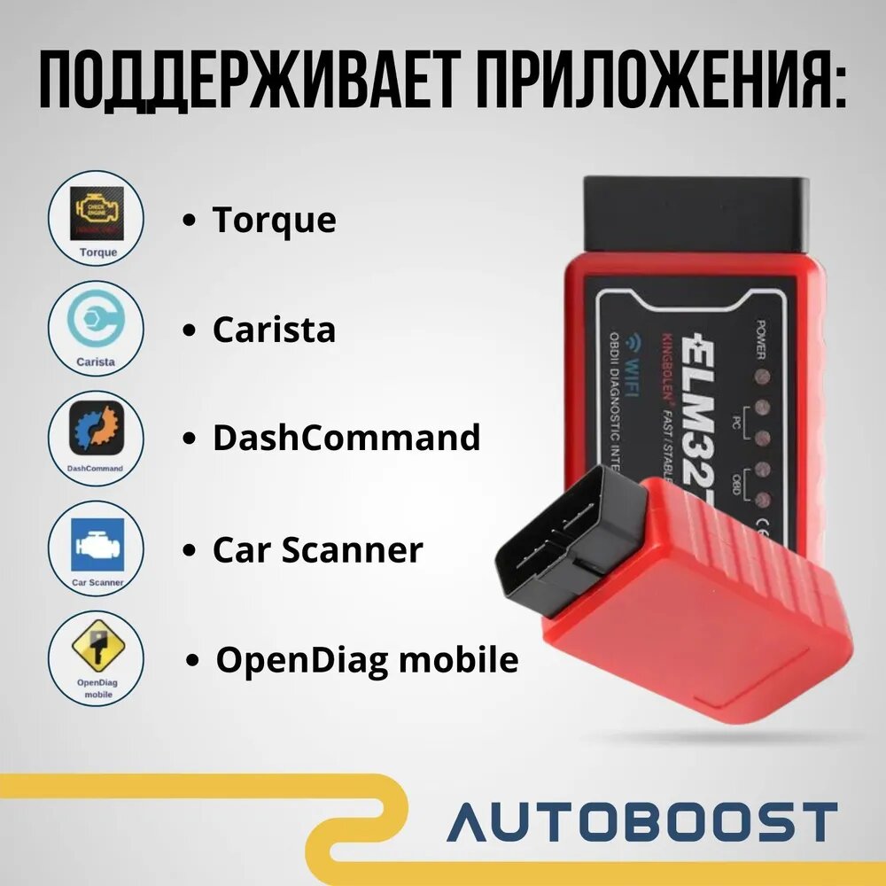 Автосканер для диагностики автомобиля elm327 OBD2 v1.5, подключение по Wi-Fi, чип PIK18F25K80, для Android и IOS