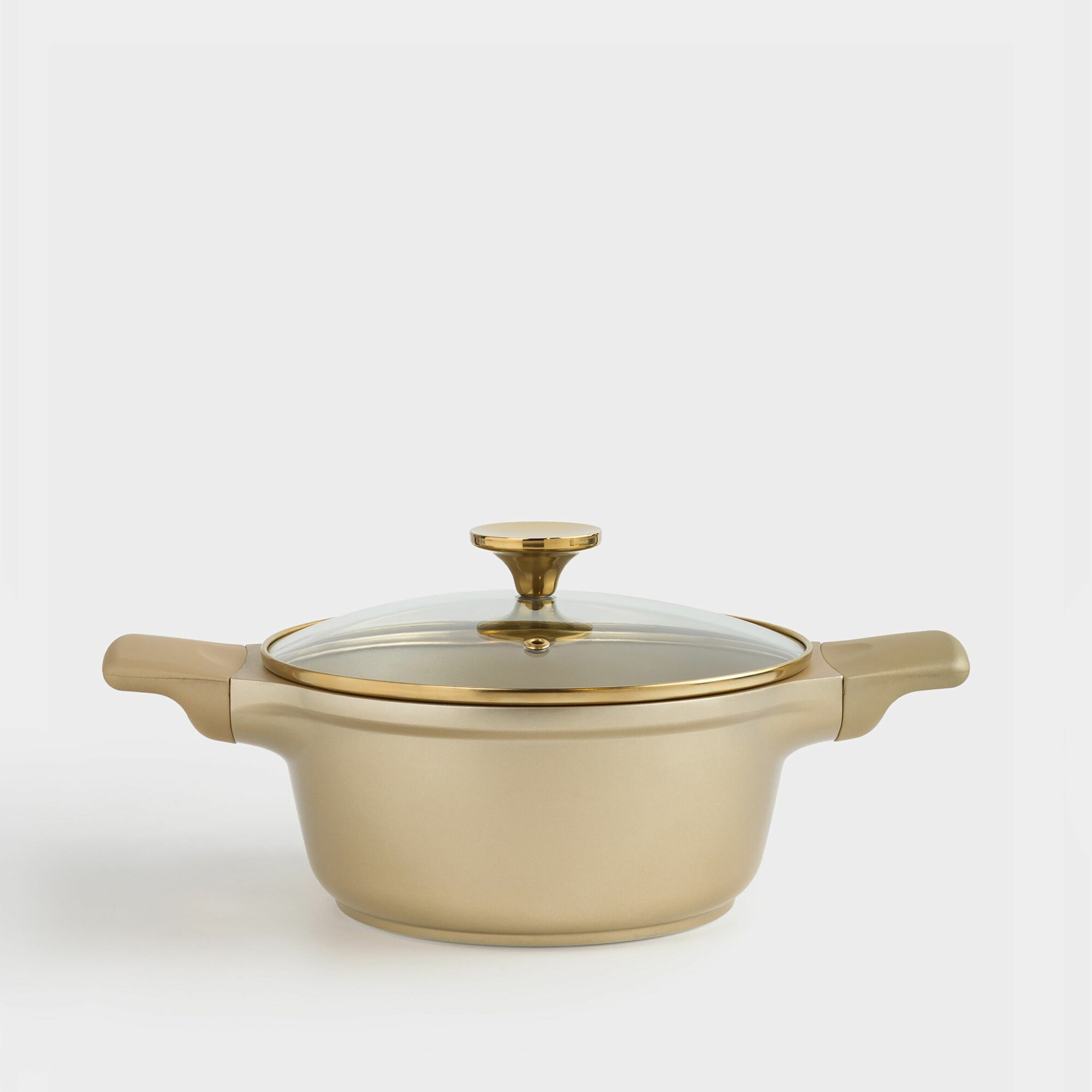 Кастрюля Kuchenland, 2,3 л, с крышкой, алюминий, золотистая, Trineli