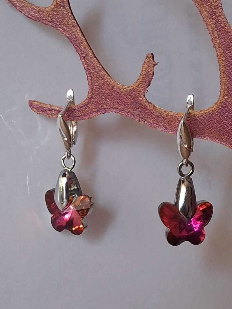Серьги, кристаллы Swarovski, металл