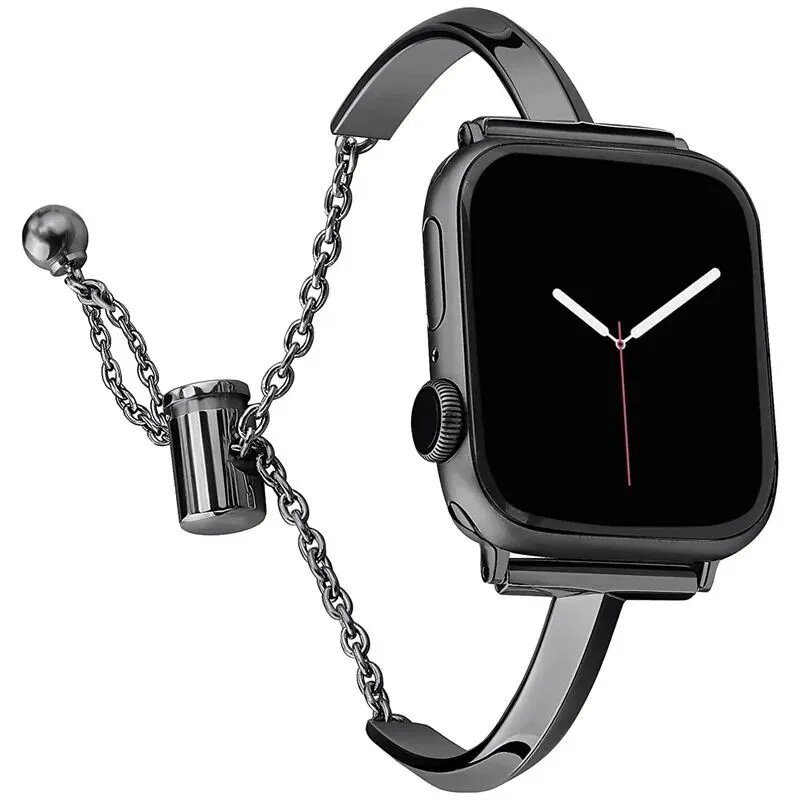 Роскошные часы Band для Apple Watch 9 8 7 6 Se 5 4 3 , женщины стальной браслет для IWatch 41 40 38 мм