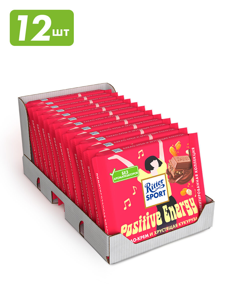 Шоколад Ritter Sport Молочный Какао-Крем и Кукуруза, 100г x 12 шт