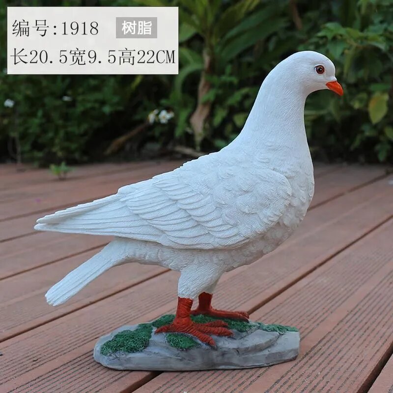 Декоративная статуэтка белого голубя из синтетической смолы 20.5x9.5x22 см. Чучело для дома, сада и подарка