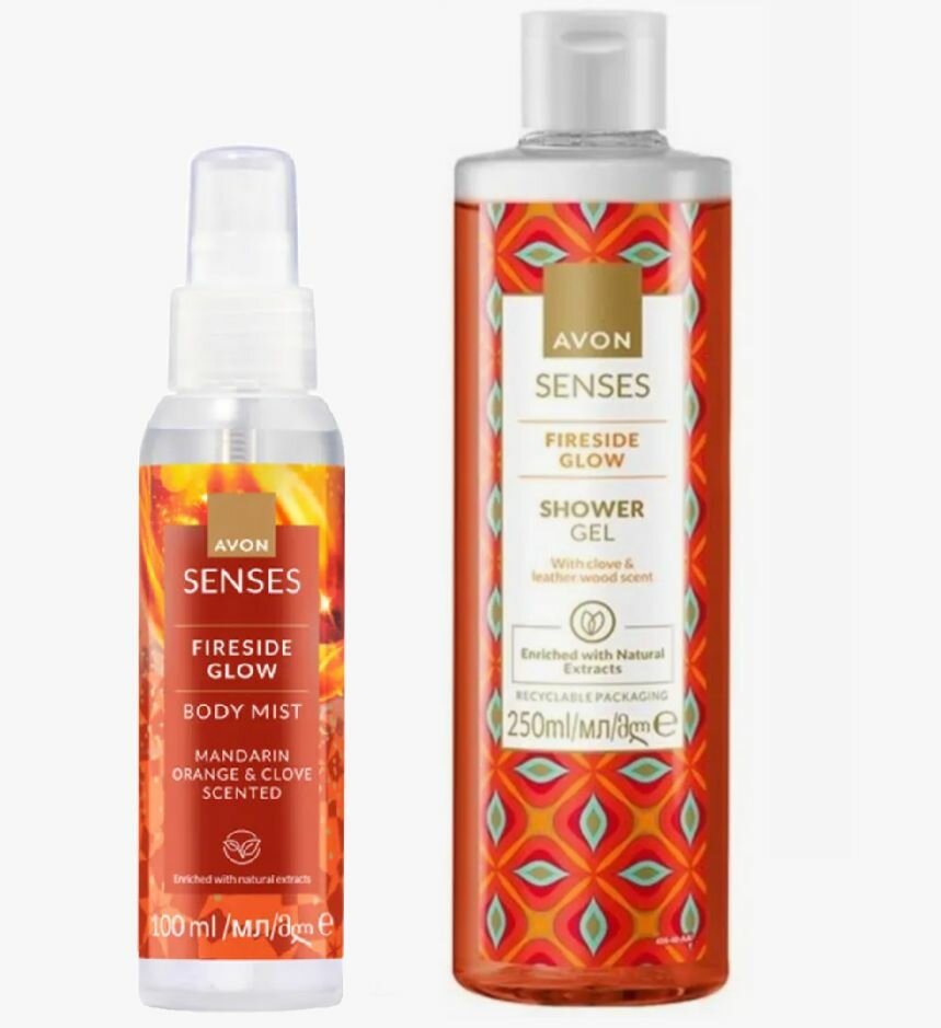AVON Набор "Fireside Glow" (домашний очаг) Спрей для тела 100мл и гель для душа 250мл