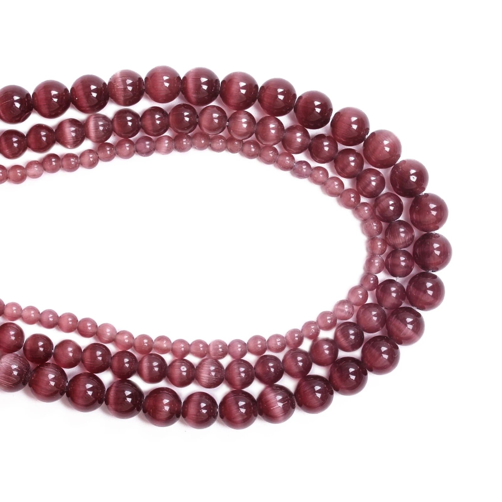 Натуральные бусины кошачий глаз опал 4мм/6мм/8мм Бордовый, 8 mm, фиолетовый