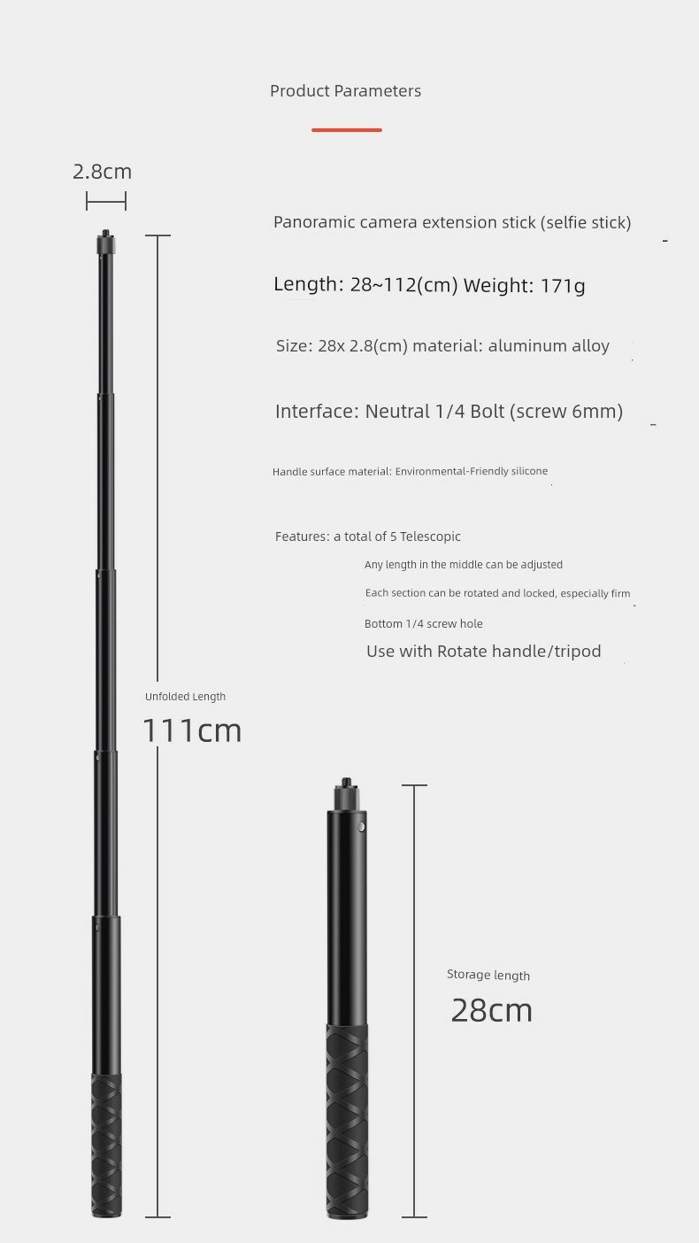 Серый монтаж для велосипеда с 1.1-метровым штативом совместимый с Insta360 One X2/X3 и GoPro
