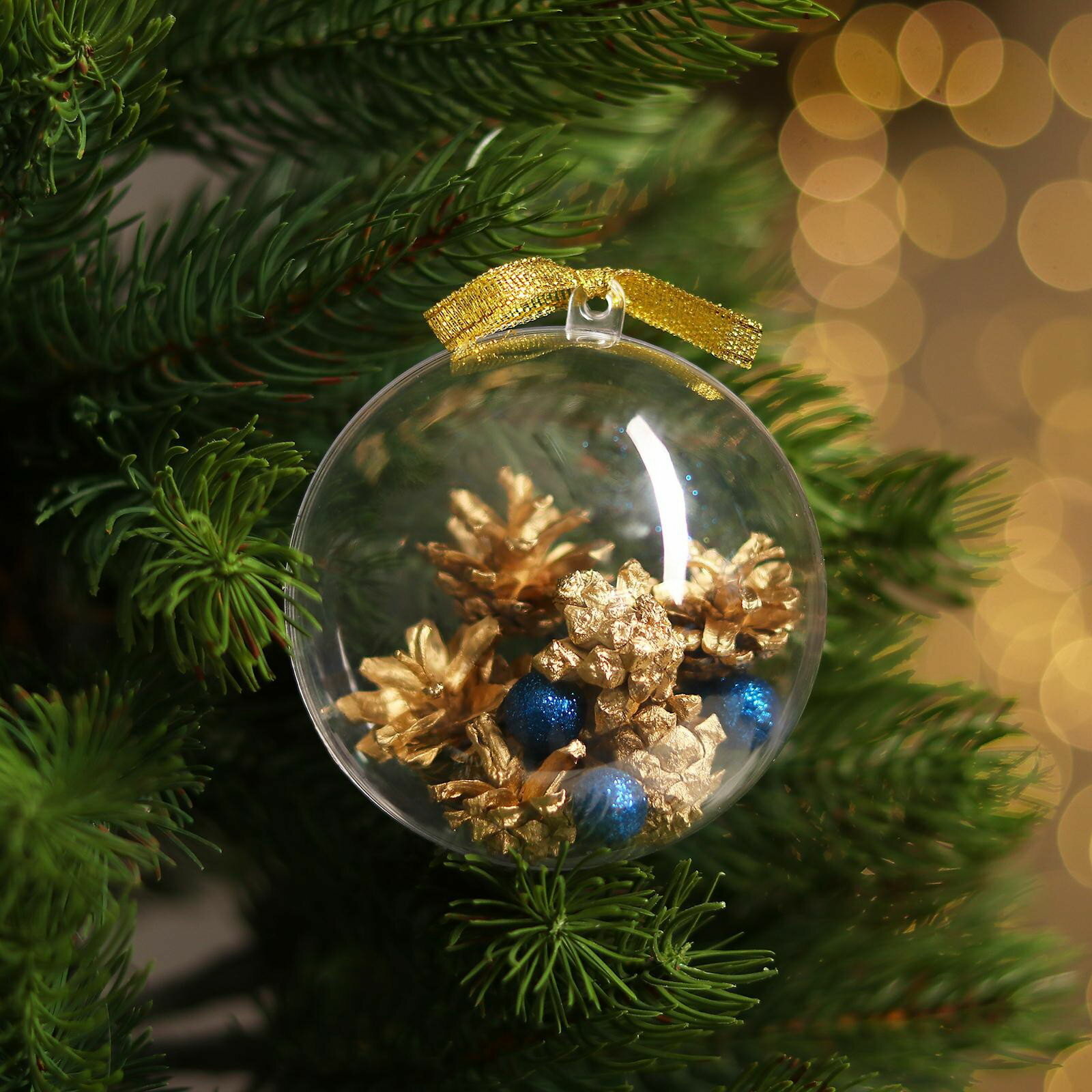 Ёлочная игрушка "В шарике", цвет: золотистый, вид декора: шары декоративные