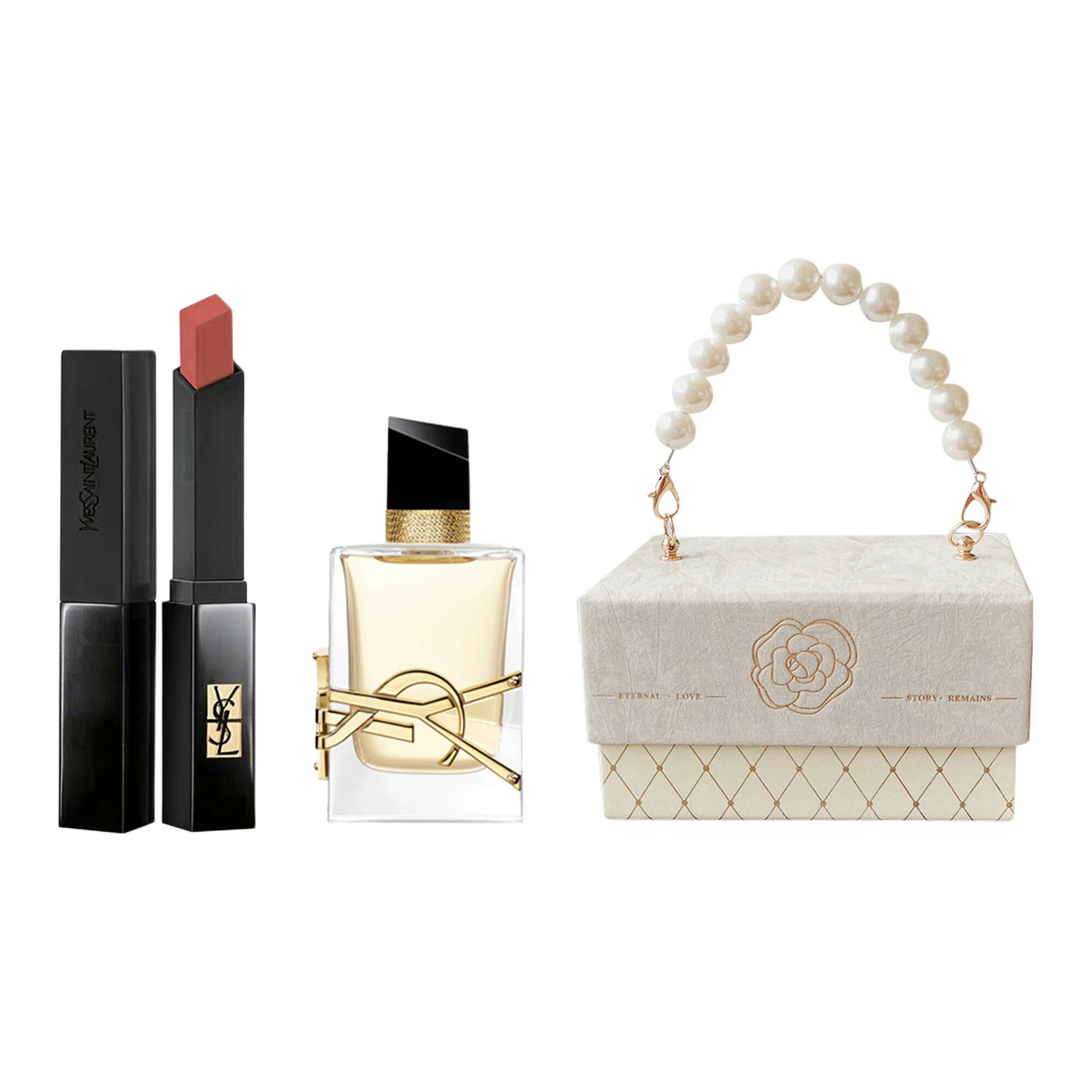 Набор женский SAINT LAURENT Gold Bar для макияжа в коробке с жемчугом в стиле Chanel 5722355