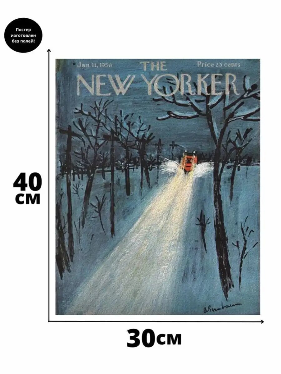 Постер New Yorker Нью Йоркер январь, 30 x 40 см (без полей), бумага, без рамы