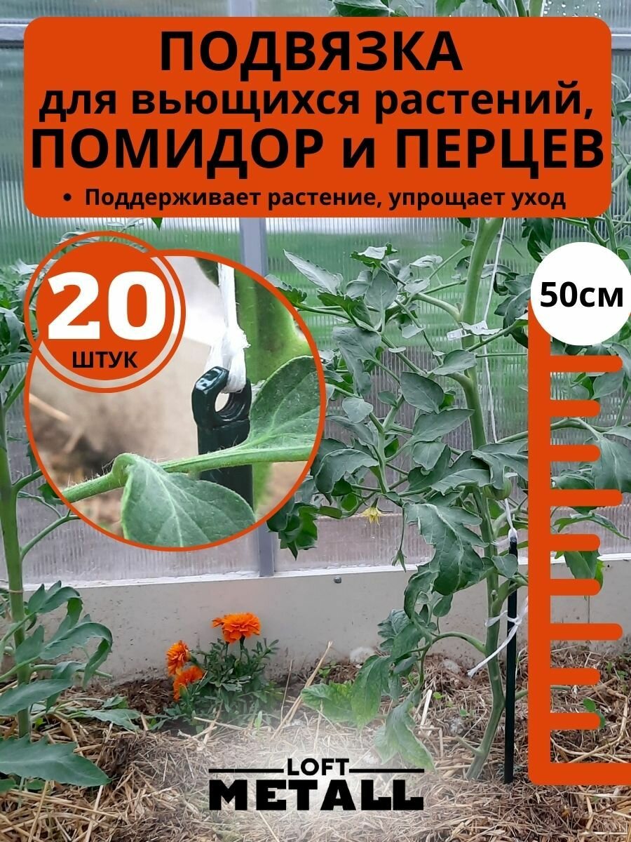 Колышки для подвязывания помидор, для вьющихся растений, кустодержатели, опора для растений