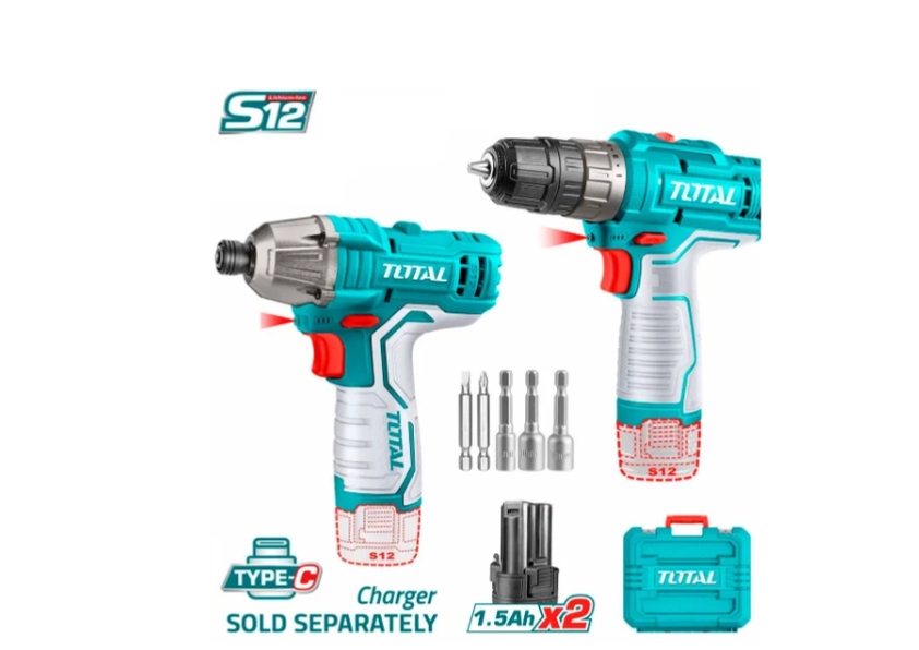 Набор электроинструментов Total TOSLI240586 (шуруповерт, винтоверт, 2 АКБ, кейс)