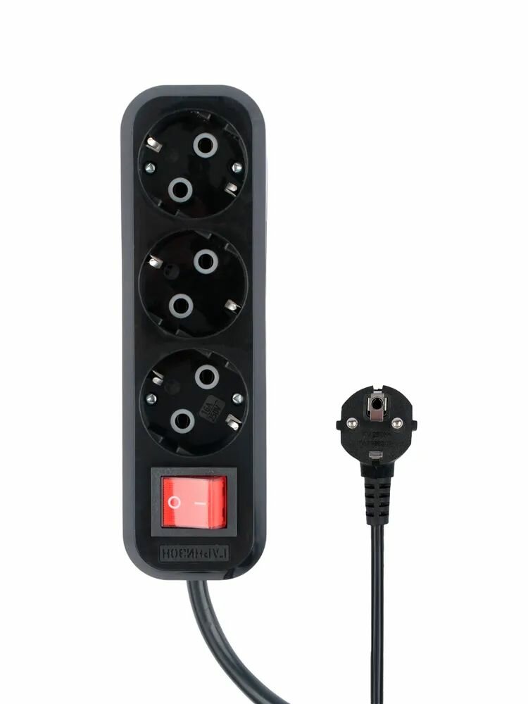 Удлинитель сетевой Гарнизон 3 розетки 5 м, EPB-G3-B-5, черный