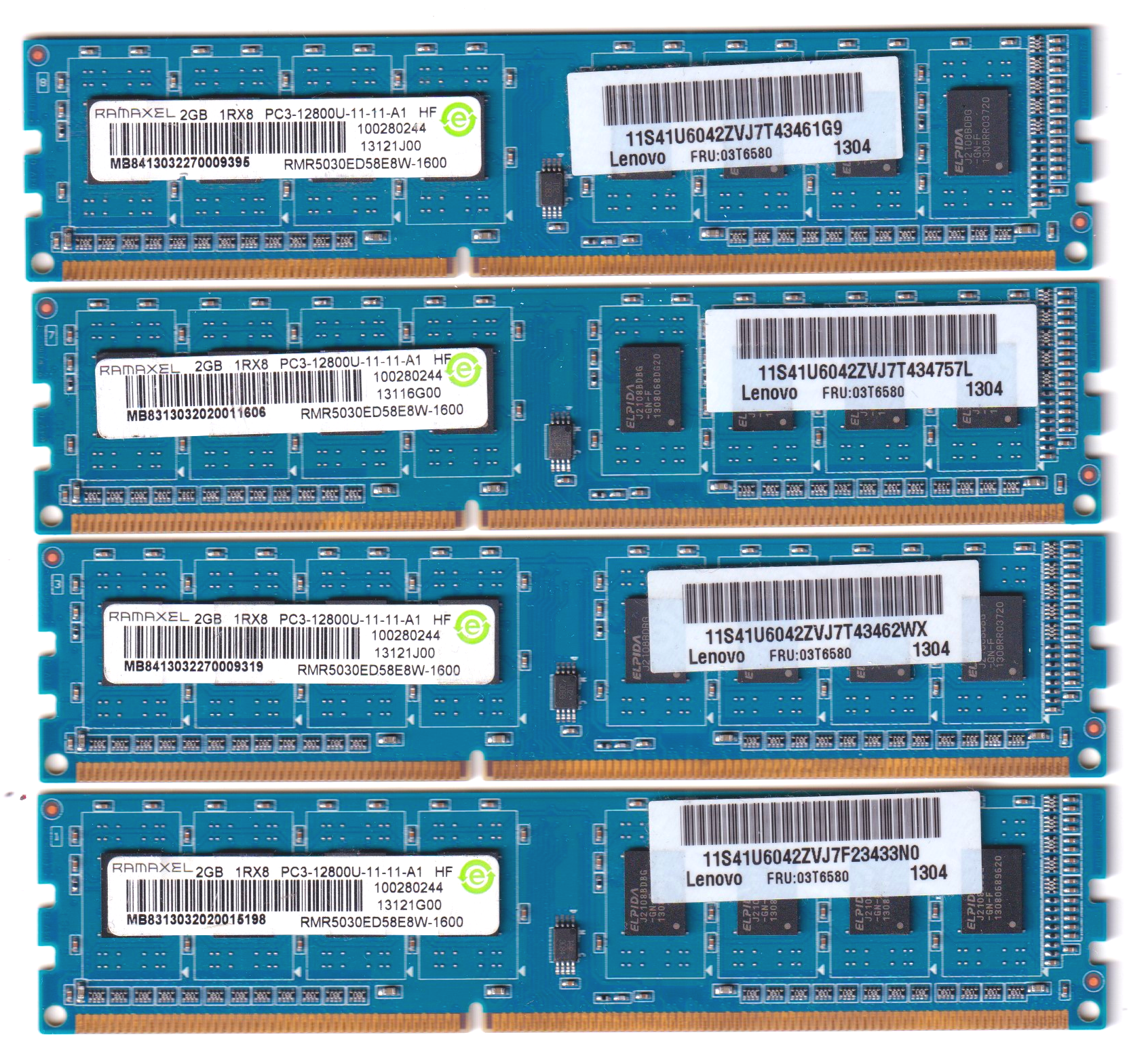 8Гб DDR3 (4x2Gb) 1600MHz PC3-12800 Elpida память для компьютера