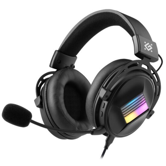 Игровая гарнитура Defender Flux черный, RGB, провод 2 м