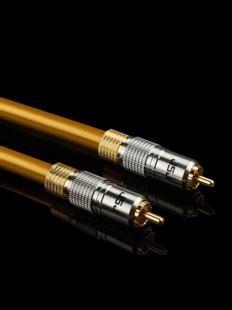 Межблочный акустический коаксиальный HiFi/HiEnd аудио кабель RCA беcкислородная медь OFC, один канал, JSJ-1RCA1 позолоченные контакты , двойное экранирование, 75 Ом 1метр