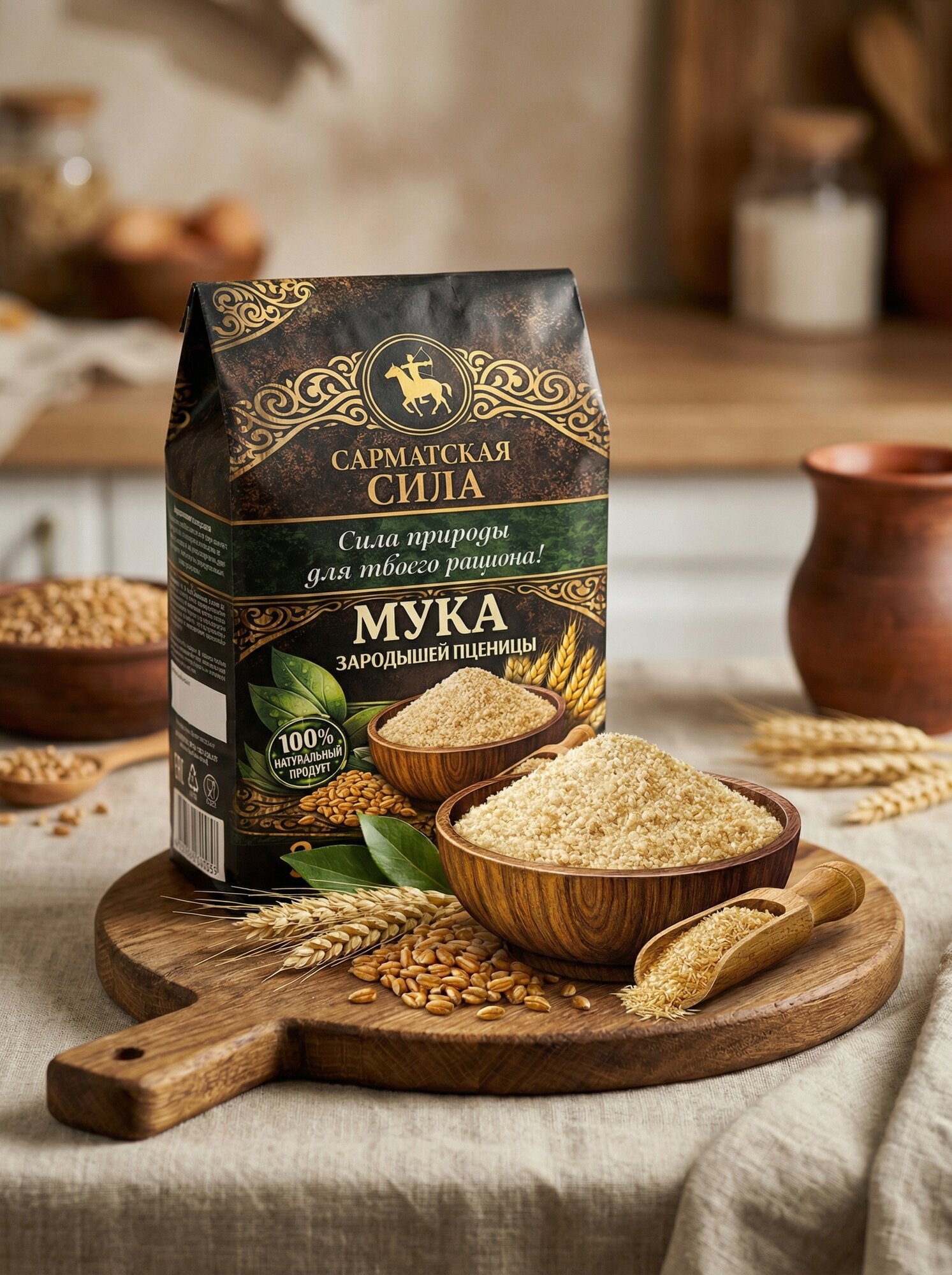 Пшеничная Мука зародышей пшеницы — натуральный суперфуд, белковая, клетчатка, для выпечки и каш .3 кг Без ГМО