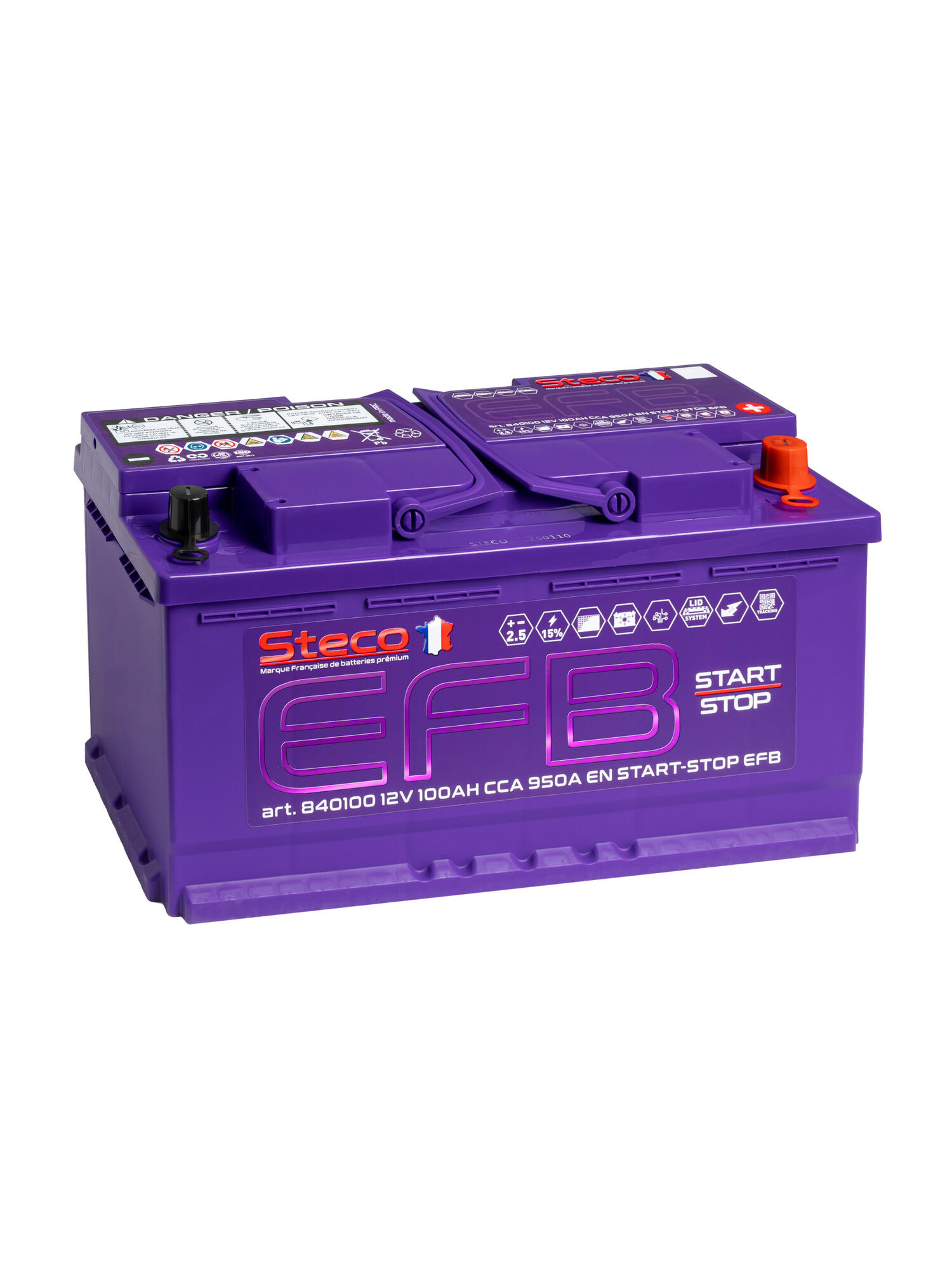 Аккумулятор STECO EFB Старт-Стоп 100ач, обратная полярность, 2025й год