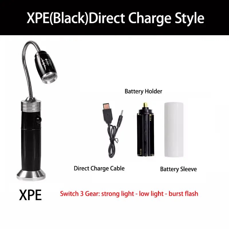 Фонарь XPE(Black) с USB зарядкой