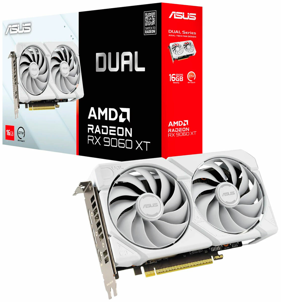 Видеокарта Asus Radeon RX 9060 XT DUAL WHITE 16GB (DUAL-RX9060XT-16G-WHITE)