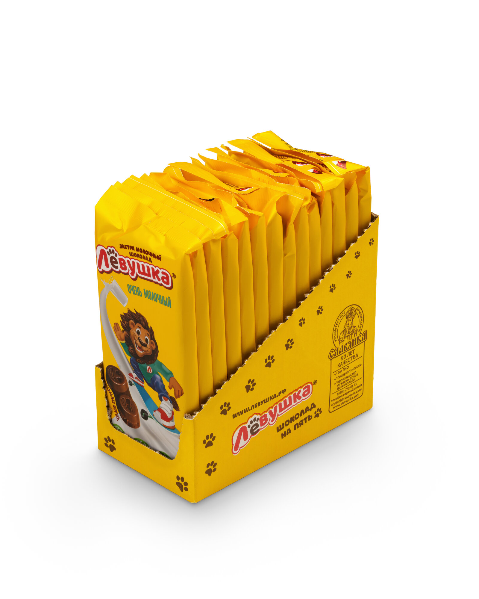 Шоколад Лёвушка Экстрамолочный 14 шт по 85г от фабрики "Славянка"