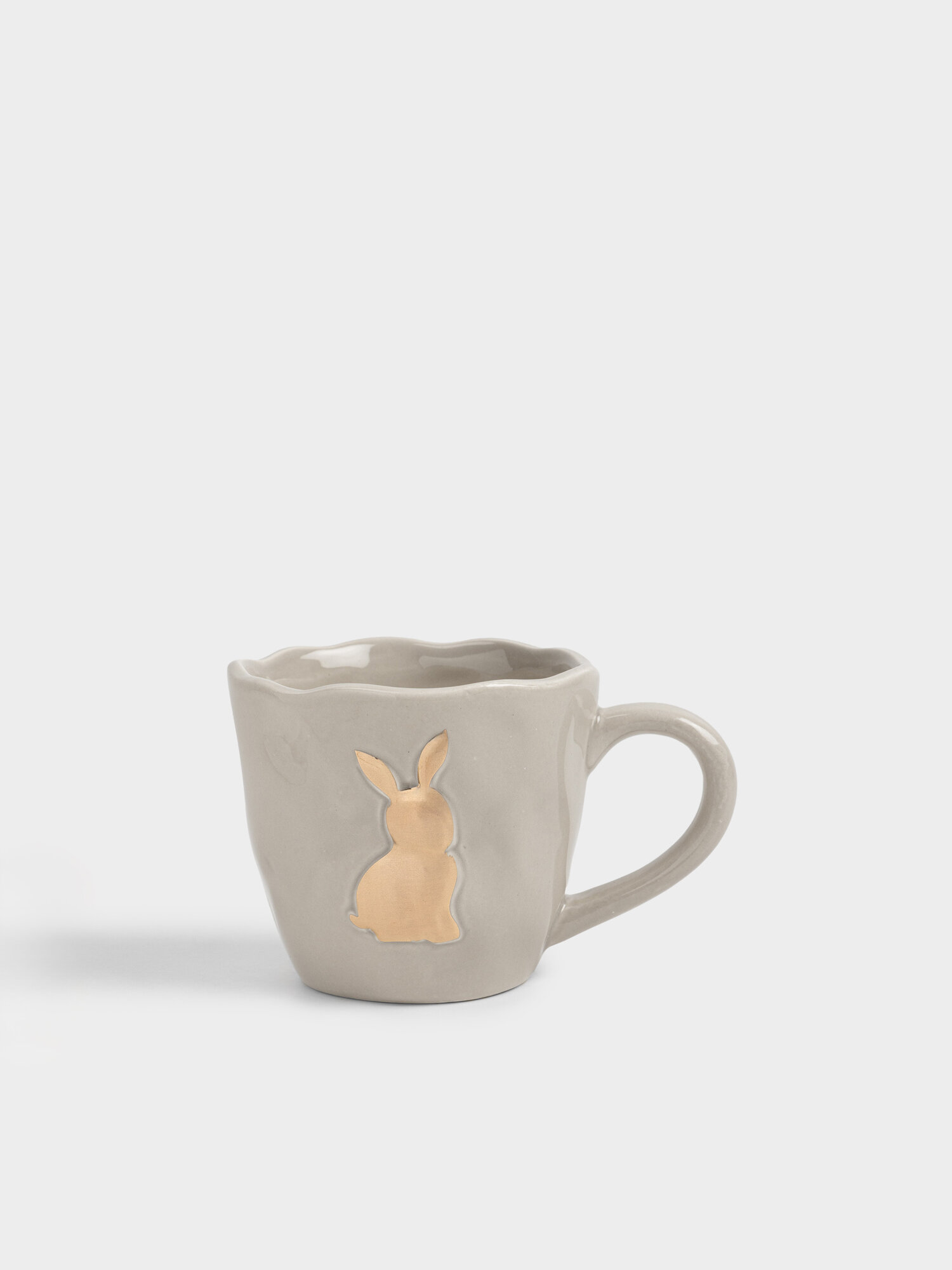 Кружка, 380 мл, керамика D, бежево-золотистая, Кролик, Rabbit gold, Kuchenland
