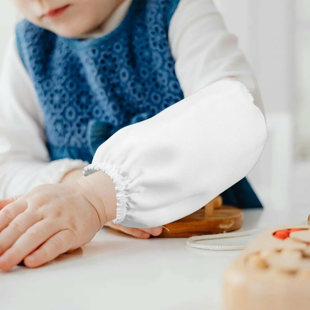 Водонепроницаемые детские поварские защитные нарукавники из полиэстера, белые, с эластичными манжетами для дома и кухни