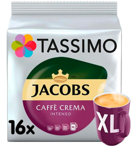 Кофе в капсулах Tassimo Jacobs Caffè Crema Intenso XL, 16 порций, 1 пачка.