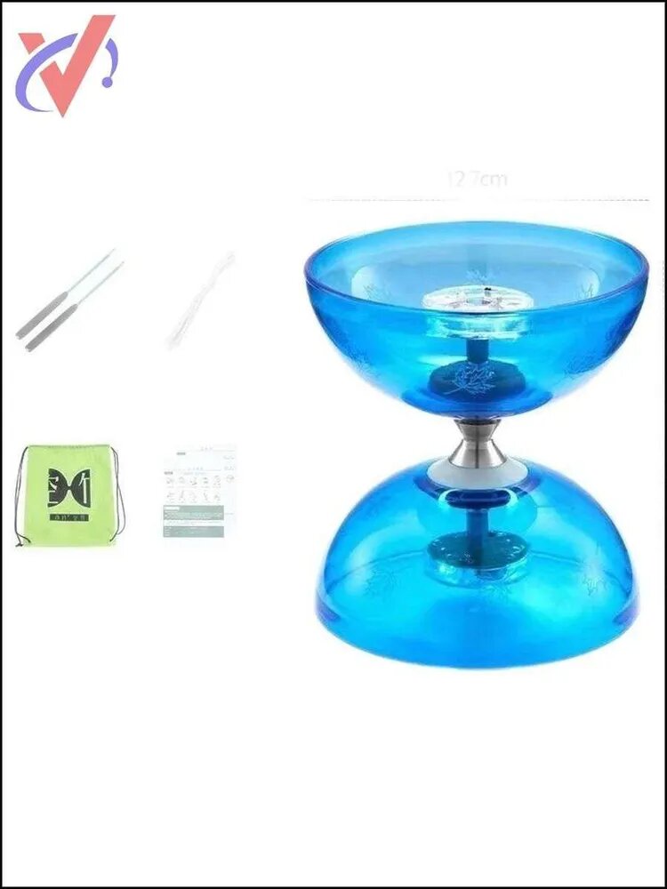 Эксклюзивное светодиодное цирковое диаболо для жонглирования-gs, синее, диаметр 12.7 см