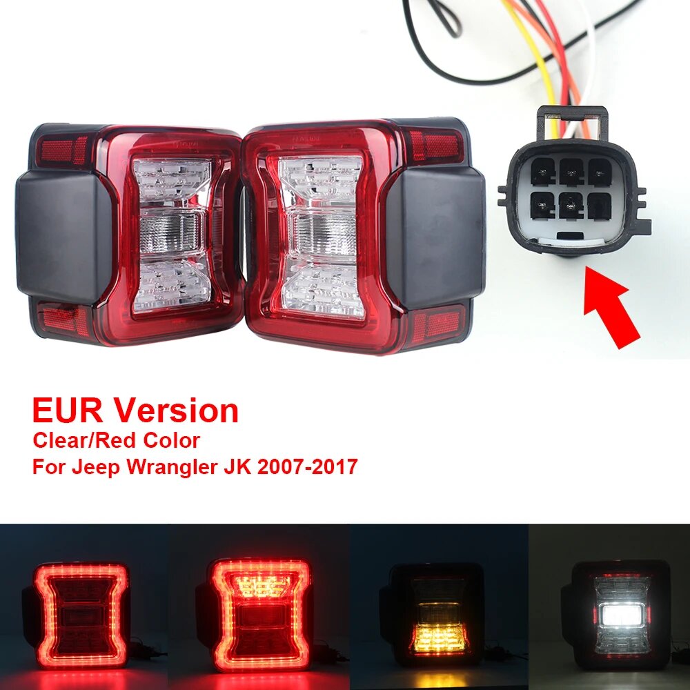 Для Jeep Wrangler JK 2007-2018 светодиодный задний фонарь в сборе, задние фонари, EUR Version Clear