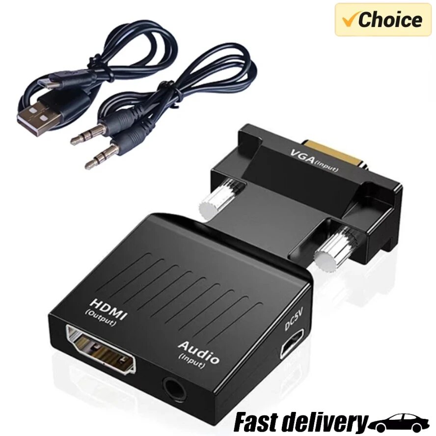HD 1080P VGA to HDMI-compatible Converter With 3.5mm Audio Output VGA to HDMI-compatible Adapter for PC Laptop to HDTV Projector