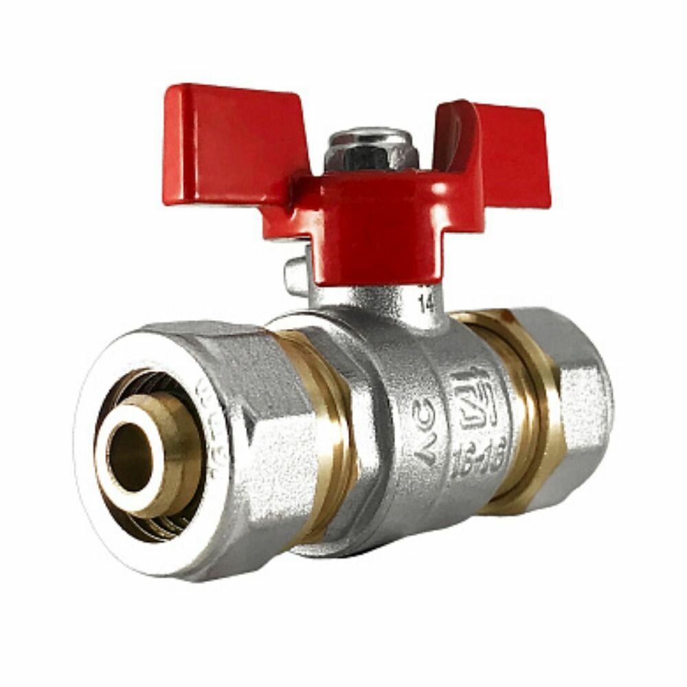 Кран шаровый STI диаметр присоединения 16х16 мм, цанга/цанга бабочка