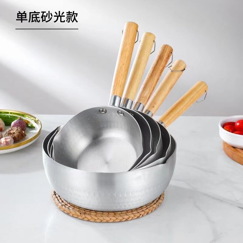 Японская алюминиевая сковорода Юкихира из нержавеющей стали 304, антипригарная сковорода для домашнего использования, кастрюля для детского питания, детская кастрюля для подогрева молока и приготовления лапши.
