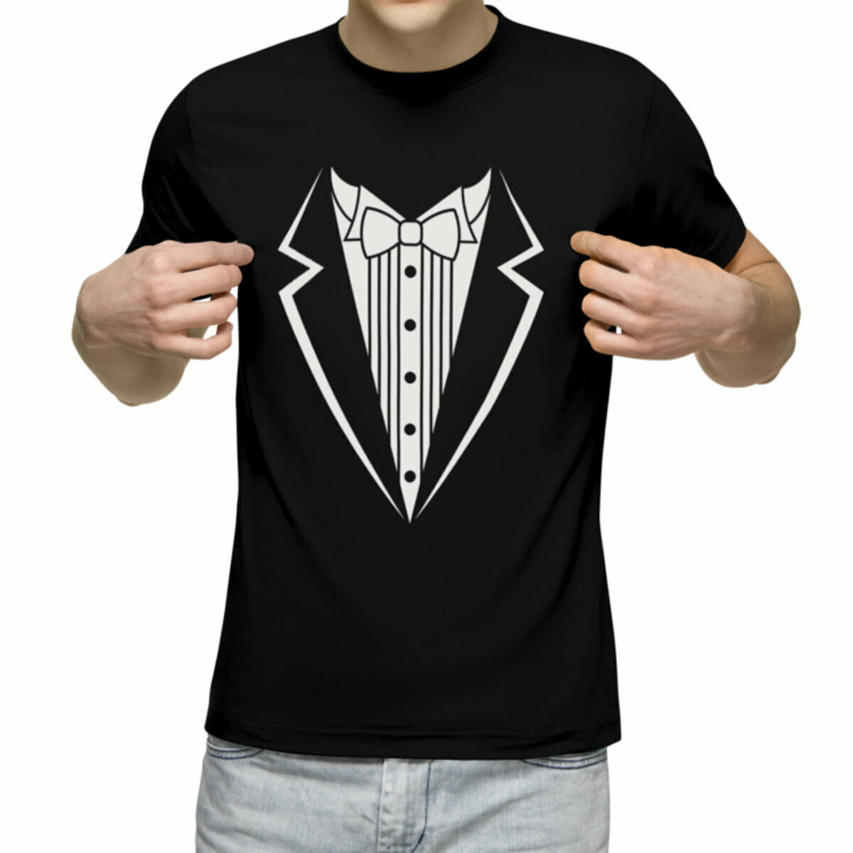 Мужская футболка «смокинг в виде смокинга галстук бабочка косплей» (черный, XL)