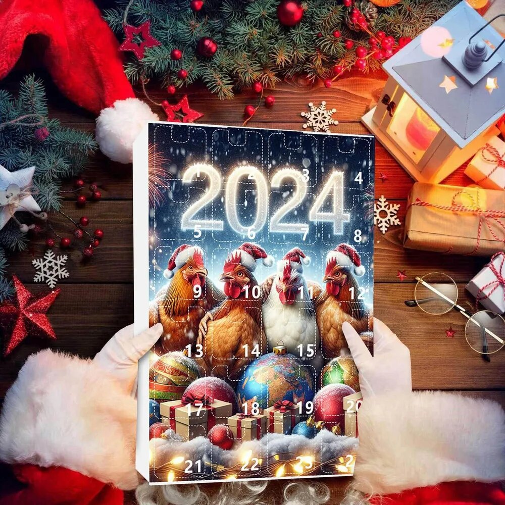 Рождественский календарь обратного отсчета курицы, куриный рождественский календарь Advent , Адвент-календарь