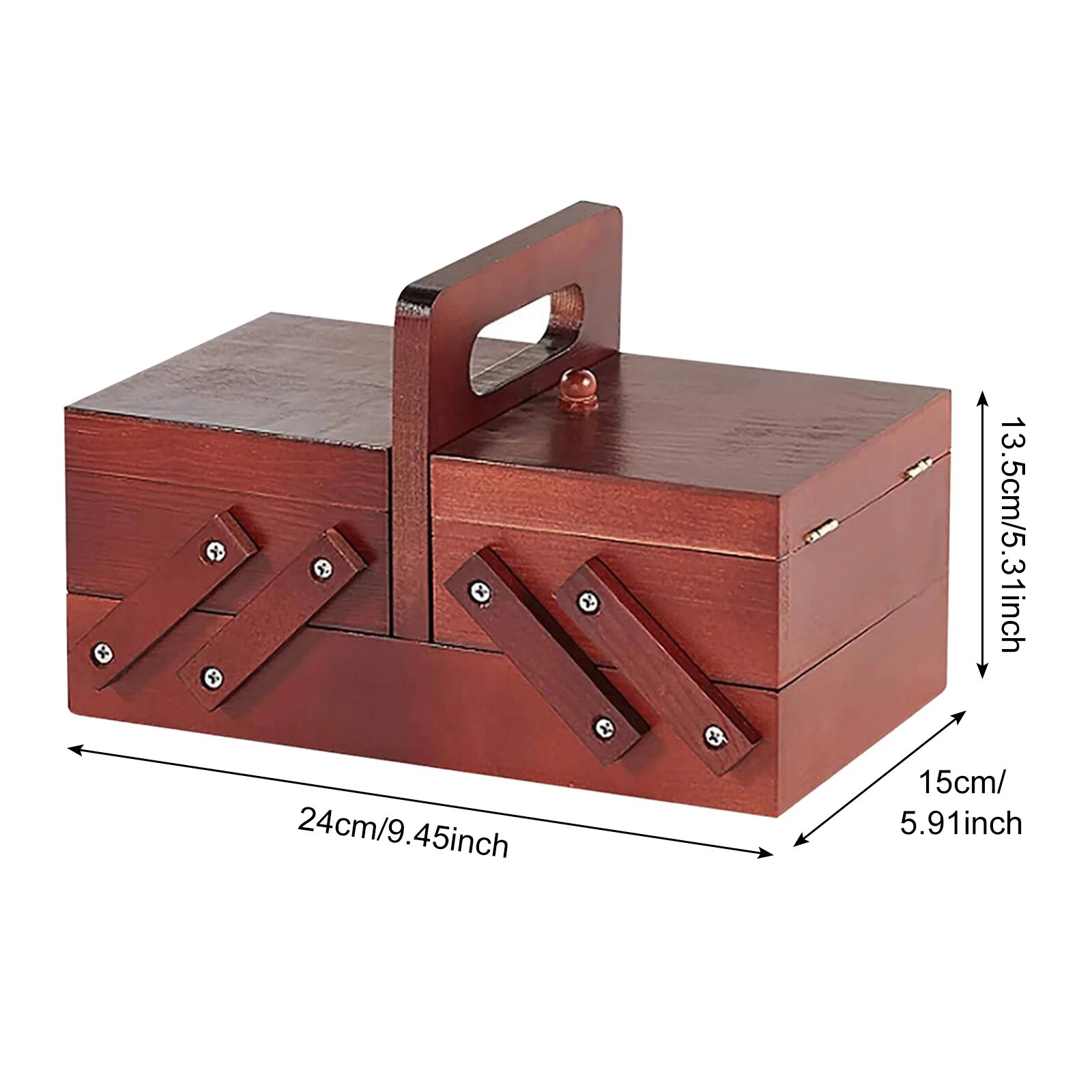 Деревянная коробка для шитья Red 24x15x13.5 см