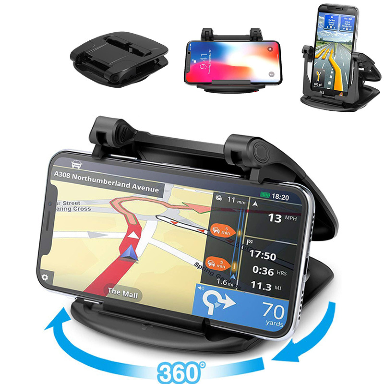 Автомобильный держатель MyPads для мобильного телефона с поворотом 360° и складной конструкцией