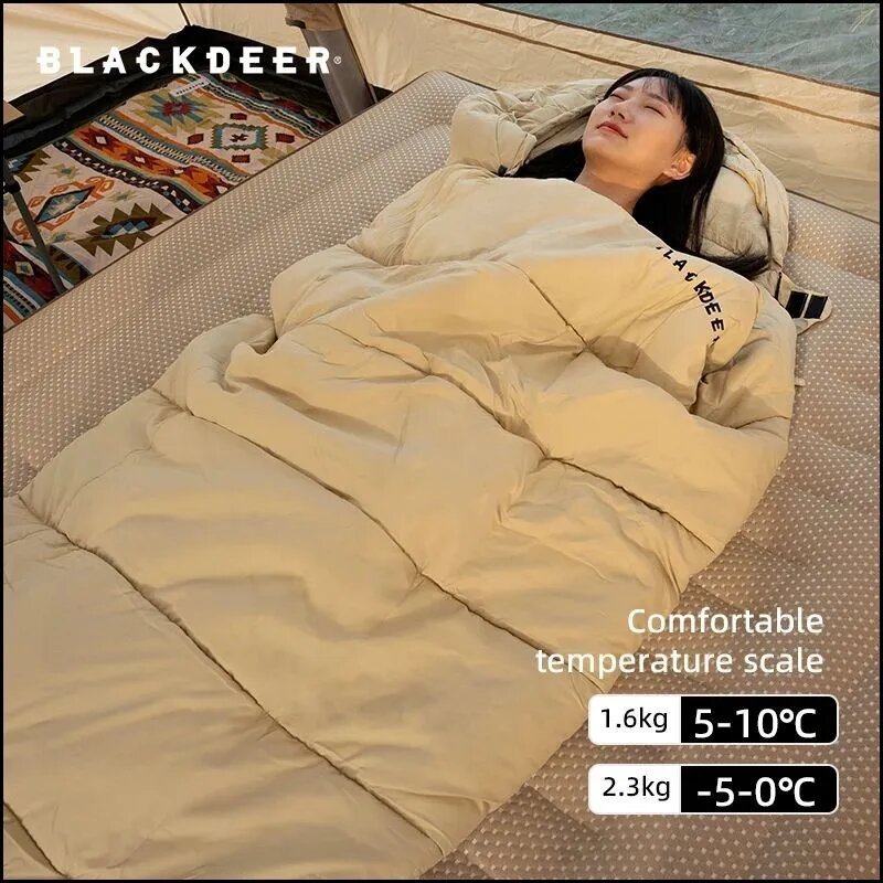 Спальный мешок BLACKDEER Dreamer Cotton Sandy Gold для кемпинга, размер (190+30)*90см, вес 1.6 кг — фото 1