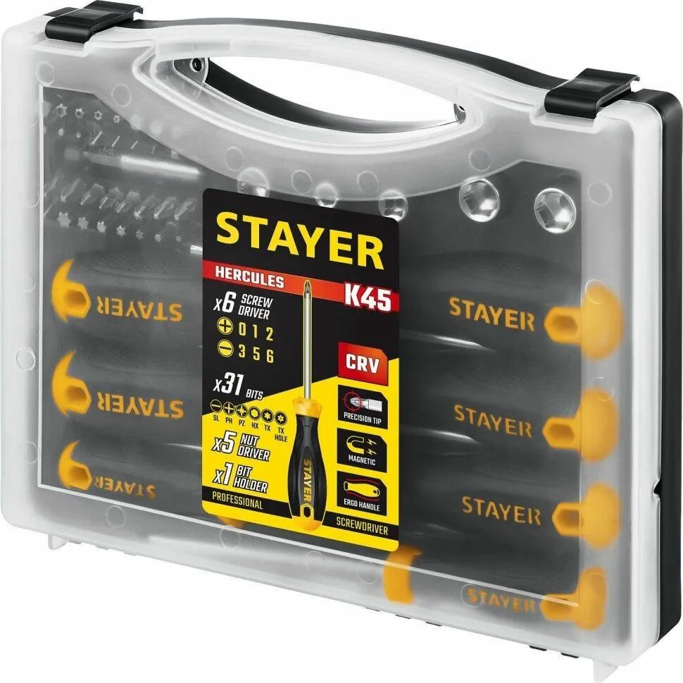 STAYER ProTech, 32 предм, набор отверток с насадками, Professional (25134-H18)
