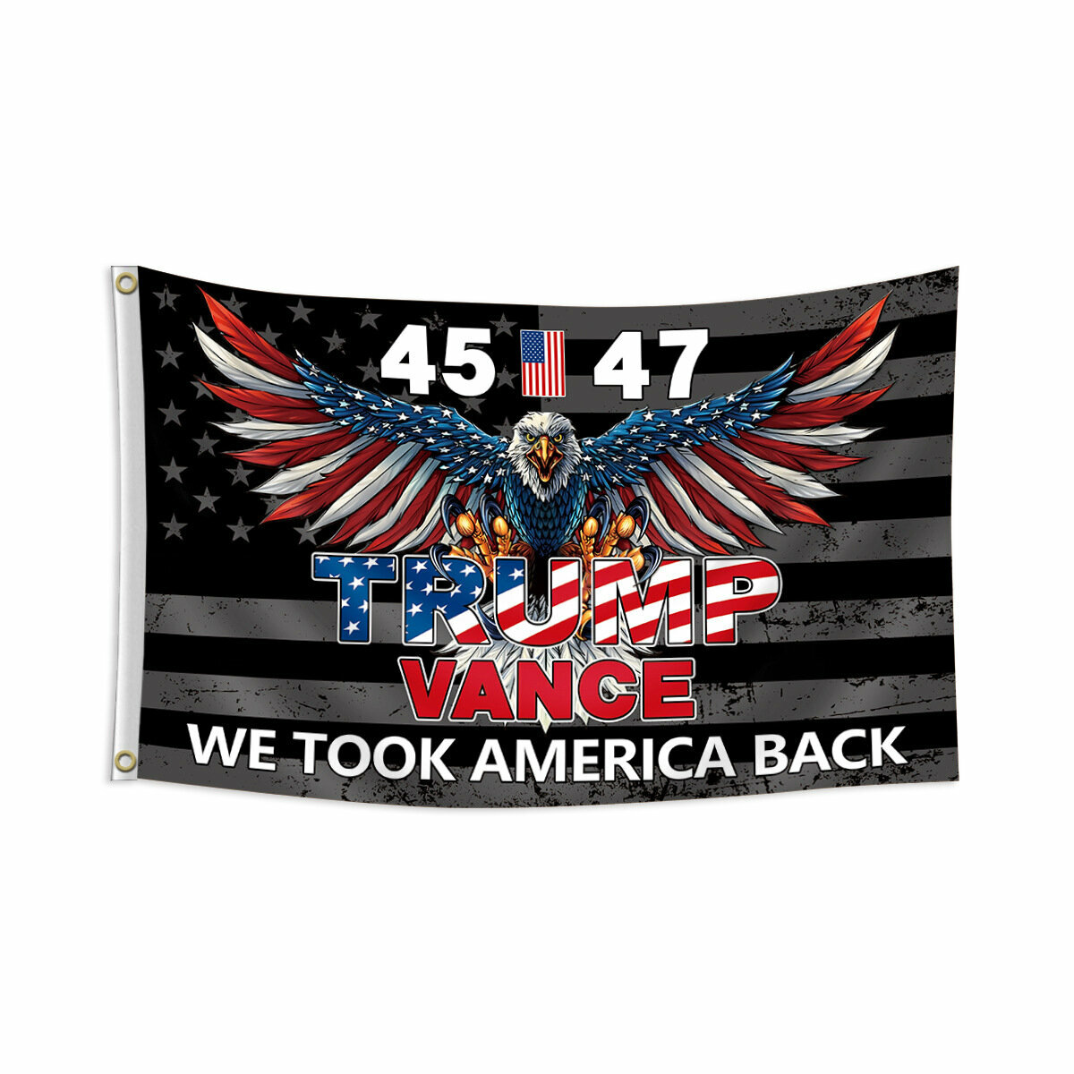 Флаг с американским орлом - флаг Трампа Вэнса, посвященный 45-му и 47-му срокам, с лозунгом «Мы вернули Америку себе», патриотический флаг США, полиэстер, размер 3x5 футов, для политических мероприятий и торжеств | Флагшток в комплект не входит