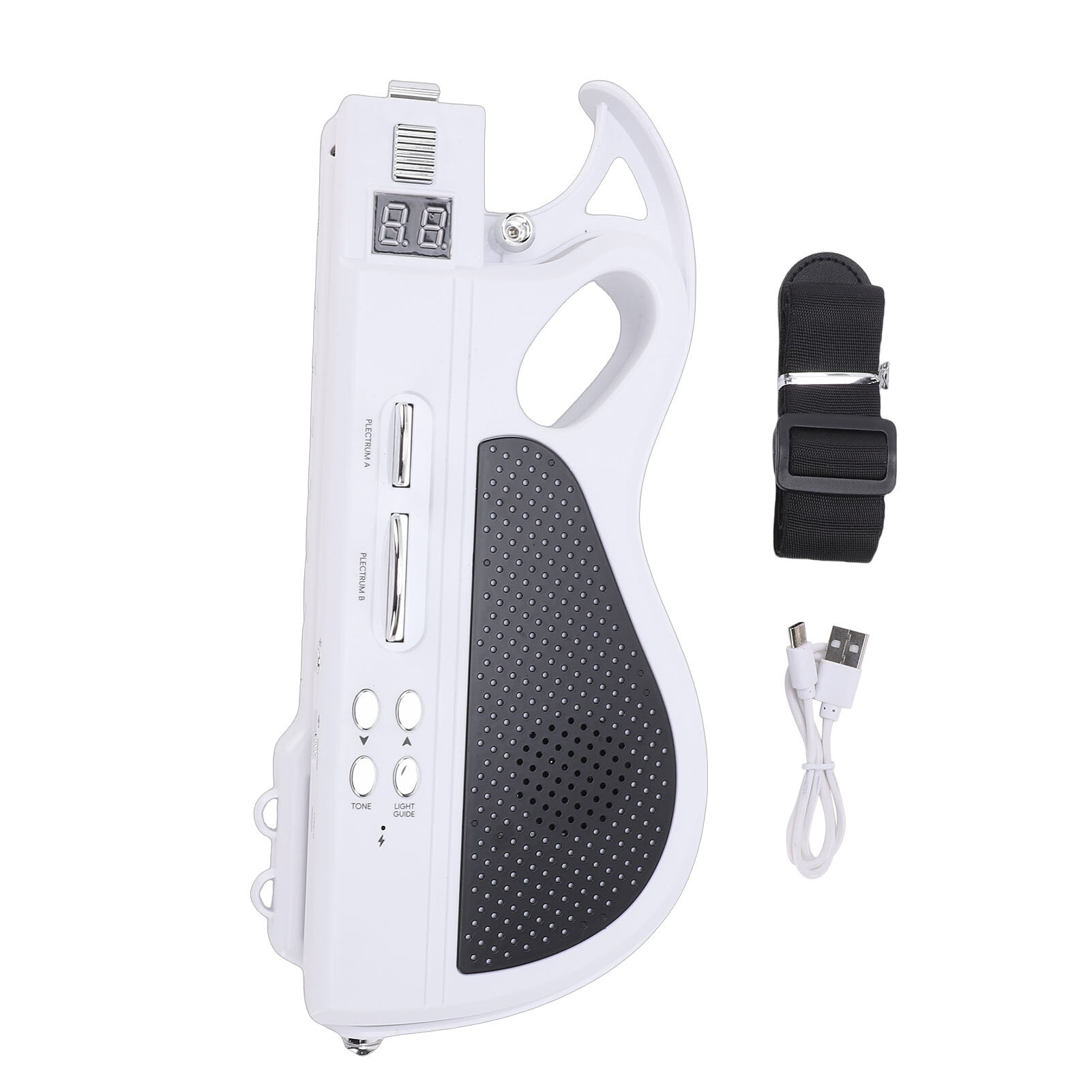 Детская музыкальная электрогитара без струн, умная игрушка, перезаряжаемый музыкальный инструмент со светодиодной подсветкой для мальчиков и девочек старше 3 лет, белого цвета.