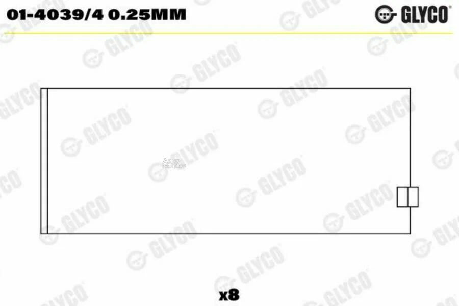 Комплект вкладышей шатунных GLYCO 01-4039/4 0.25MM Land Rover Freelander 1.8i 16v 00-06, Rover 100, 200, 400, 45 1.4, 1.6 95-> +0,25 мм