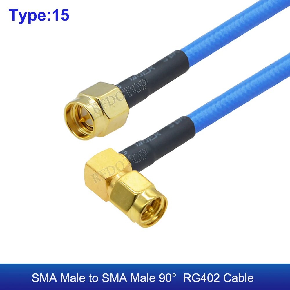 Коаксиальный кабель RFDOTOP SMA Male to SMA Male 90° RG402, синий